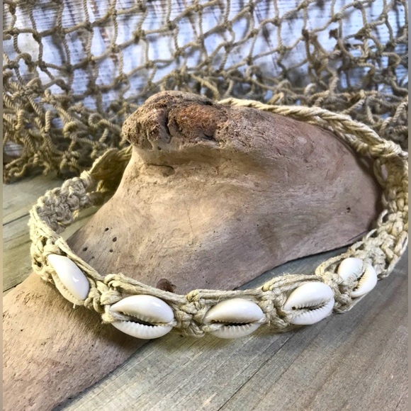 Handmade | Accessories | New Thick Handmade Macrame Hemp Cowrie Shell ...